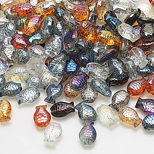 210Pcs Colorful Fish Glass Beads Fish Beads Sea Glass Beads Glass Fish Beads for Jewelry Making