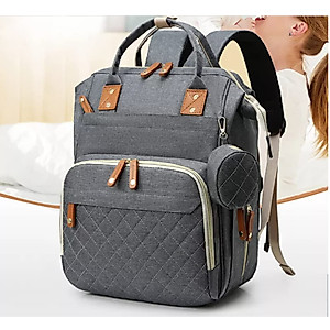 KLEINER Diaper Bag Backpack, Diaper bag, Baby diaper bag, Baby Diaper Backpack, Backpack Diaper tote with pacifier compartment and USB charging cord (Gray)