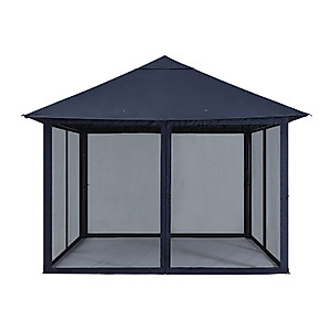COOSHADE 10x10 Gazebos for Patios Outdoor Gazebo Canopy with Mosquito Netting(Navy Blue)