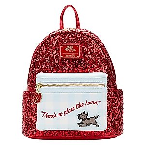 Loungefly Wizard of Oz Dorothy Ruby Red Sequin Womens Double Strap Shoulder Bag Mini Backpack Purse (WOZBK0006)
