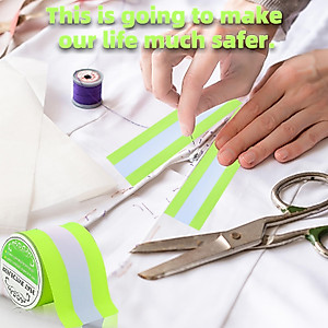 High Visibility Reflective Tape Strip 1.96in*0.79in Fabric Florescent Reflective Safety Tape Sew-on Warning Safety 16.4ft Length No Wrinkle Packaged in Roll