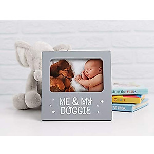 Tiny Ideas Me & My Doggie Picture Frame, Nursery Décor, Gender Neutral Gift, Gray