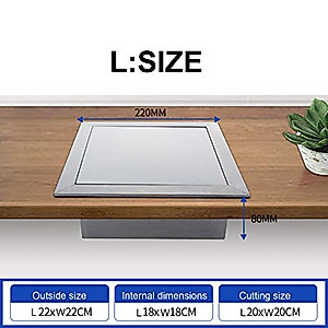 Square Trash and Waste Chute Lid Built-in Countertop- 304 Stainless Steel Balance Flap Cover, Brushed Surface Trash Grommet Swing Trash Can Lid (Silver)