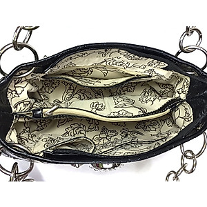 ZZ Fab Embroidered Concealed Carry Rhinestone Studded Skull Purse Black