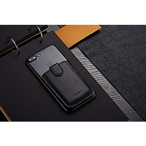 MUMUGUO Card Holder for Back of Phone,Pu Leather RFID Blocking 5 Pull Credit Card Cash Cell Phone Wallet Pocket Stick on Back iPhone