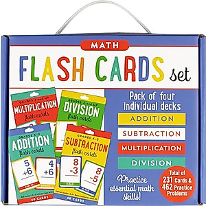 Essential Math Flash Cards Set - Addition, Subtraction, Multiplication, and Division (4 pack set)