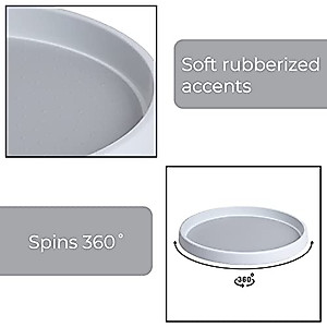 Smart Design Lazy Susan Turntable - 12 Inch, 2-Pack - Non-Slip Lining and Feet - BPA Free - Cupboard, Fridge, Jars, Spices, Cabinet, Countertop, Pantry, Storage, Kitchen Organizer - White with Gray