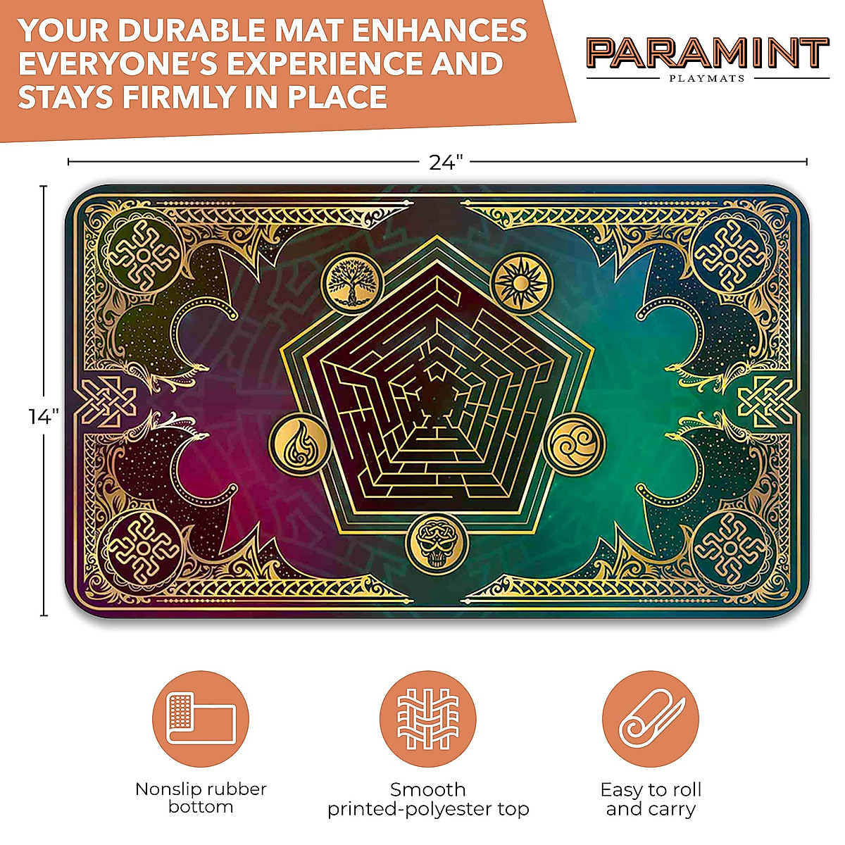Paramint Mana Blast (Stitched) - MTG Playmat - Compatible with Magic The Gathering Playmat - Play MTG, YuGiOh, TCG - Original Play Mat Art Designs & Accessories