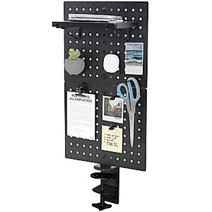 VIVO Steel Clamp-on Desk Pegboard, 12 x 20 inch Privacy Panel, Magnetic Peg Board, Office Accessory Organizer, Above or Under Desk Placement, Black, PP-DK12B