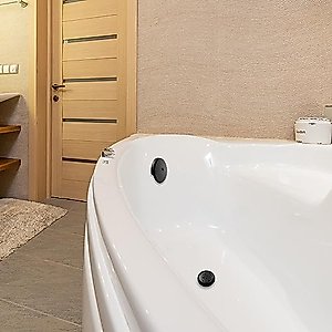 CalcMetal Single Hole Bathtub Drain Overflow Plate with One Matching Screws, Easy to Install, Matte Black
