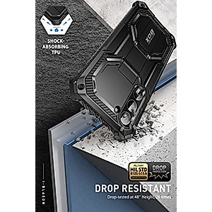 i-Blason Armorbox for Samsung Galaxy S23 Case with Built-in Screen Protector, [2 Front Frames] Full-Body Rugged Anti-Slip Bumper Case with Kickstand & Belt Clip Holster (Black)