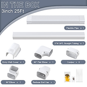 Flamorrow Decorative PVC Line Set Cover Kit, 3" 25 Ft Line Cover Kit for Ductless Mini Split Air Conditioner, Central AC and Heat Pump System