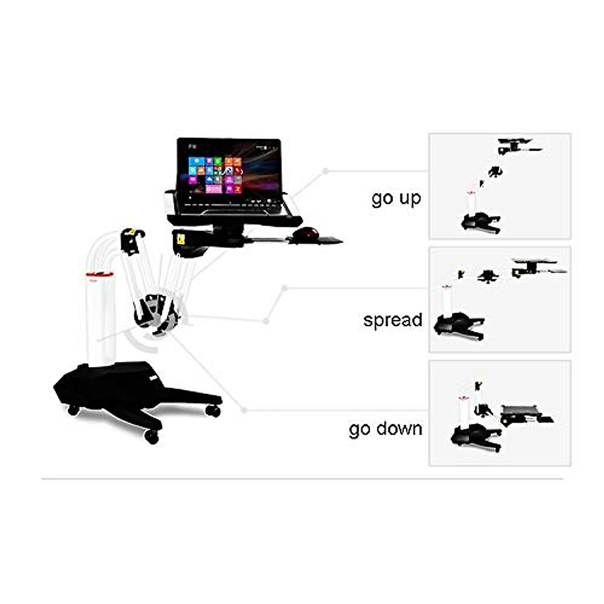 Kesrer01 Full Motion Long Arm Multifunctional Moving Laptop Desk Sofa Bedside Notebook Stand Lazy Lift Rotating Computer Table