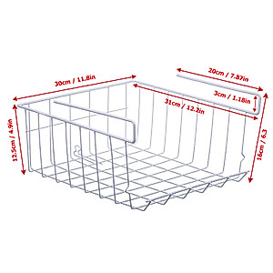 Lonian Stackable Hanging Basket, 2-Pack Under Shelf Hanging Metal Wire Storage Basket for Kitchen, Office, Pantry, Bathroom, Cabinet