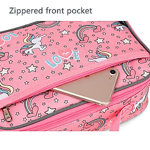 FlowFly Kids Lunch box Insulated Soft Bag Mini Cooler Back to School Thermal Meal Tote Kit for Girls, Boys, Unicorn