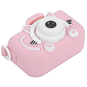 FOLOSAFENAR 2400W Pixels Portable Children Camera, Cartoon Child Camera,Rechargeable Electronic Digital Dv Taking Pictures Toy, with 2 Inches Screen,for Boys and Girls Gifts (Pink)