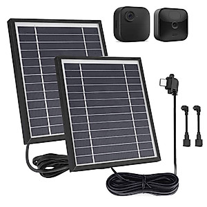 iTODOS 2 Pack Solar Panel Compatible with Blink Outdoor 4 (4th Gen)/Blink Outdoor (3rd Gen) XT3 and Blink XT/XT2 Camera,11.8Ft Outdoor Power Cable and Adjustable Mount,Aluminum Alloy Sturdy(Black)