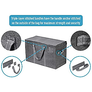VENO 8 Pack Extra Large Moving Storage Bags with Zippers, Foldable Heavy-Duty Tote for Space Saving, Alternative to Moving Boxes, Packing Supplies, Plastic Storage Bins (Dark Gray - Set of 8)