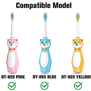 Dada-Tech Kids Electric Toothbrush Replacement Heads for KE9 (Shiba Inu Dog) - White - Pack of 2