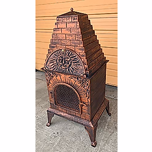 Deeco DM-0039-IA-C Aztec Allure Cast Iron Pizza Oven Chiminea