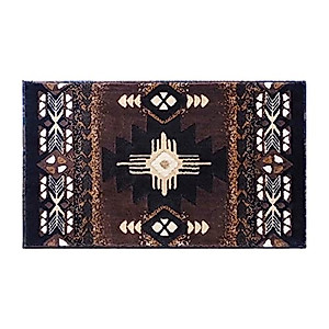 South West Native American Door Mat Area Rug Design C318 Chocolate (24 Inch X 40 Inch)