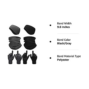 SATINIOR 6 Pieces Ear Warmer Headband Warmer Face Mask Fleece Neck Gaiter Touch Screen Winter Knit Gloves for Men and Women