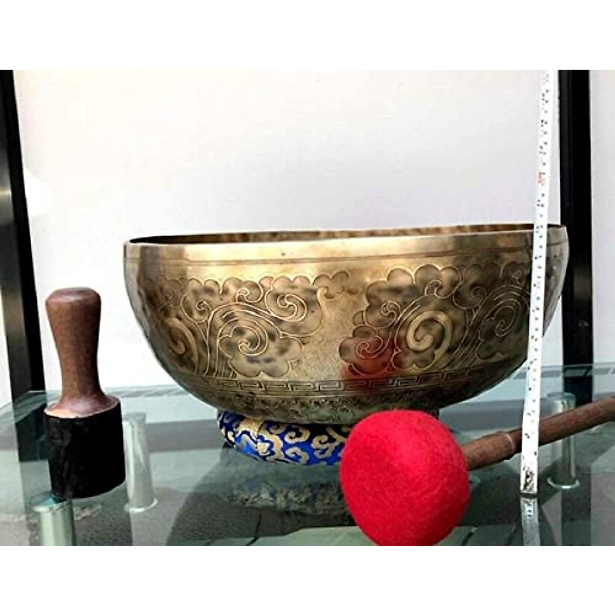 21 Inch Diameter Extra Large Standing Singing Bowl - Foot Carved Singing Bowls - Sound Therapy -Meditation -Yoga Session - Big Healing Bowls