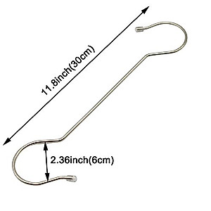 Maydahui 6PCS Extra Long 12" S Shaped Hooks Large Size Stainless Steel Metal Hooks for Bird Feeder, Plant Hanger, Tree Branch Hook, Clothes, Outdoor Lights
