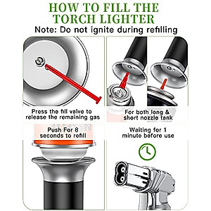 Uamector Butane Torch, Upgraded Refillable Kitchen Torch Lighter with Adjustable Dual Strong Flame & Safety Lock, Blow Food Torch for BBQ, Baking, Brulee, Creme, Silver-sets (Butane Gas Not Included)
