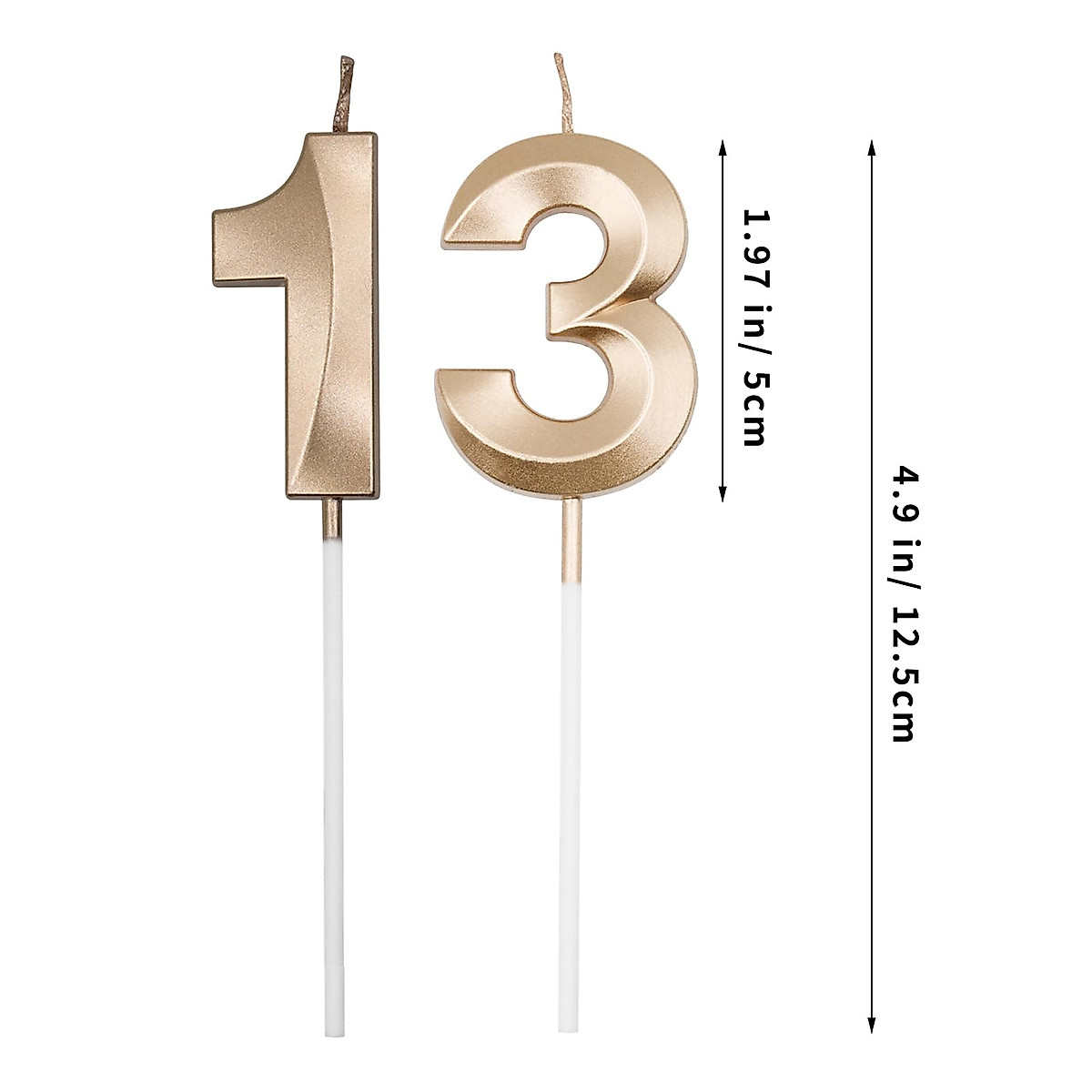Champagne Gold 13th & 31st Birthday Candles for Cakes, Number 13 31 Candle Cake Cupcake Topper for Birthday Anniversary Party Decoration