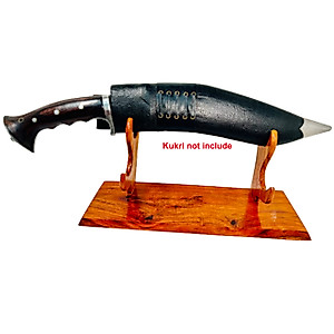 Gurkha Kukri Display Wooden Stand- Two Tier Handmade Wooden Kukri Knife Stand Fit for Size 14-17 Inch Long Kukri included Handel and Blade Real Nepaloden Sword Kukri Knife Display Wooden Stand