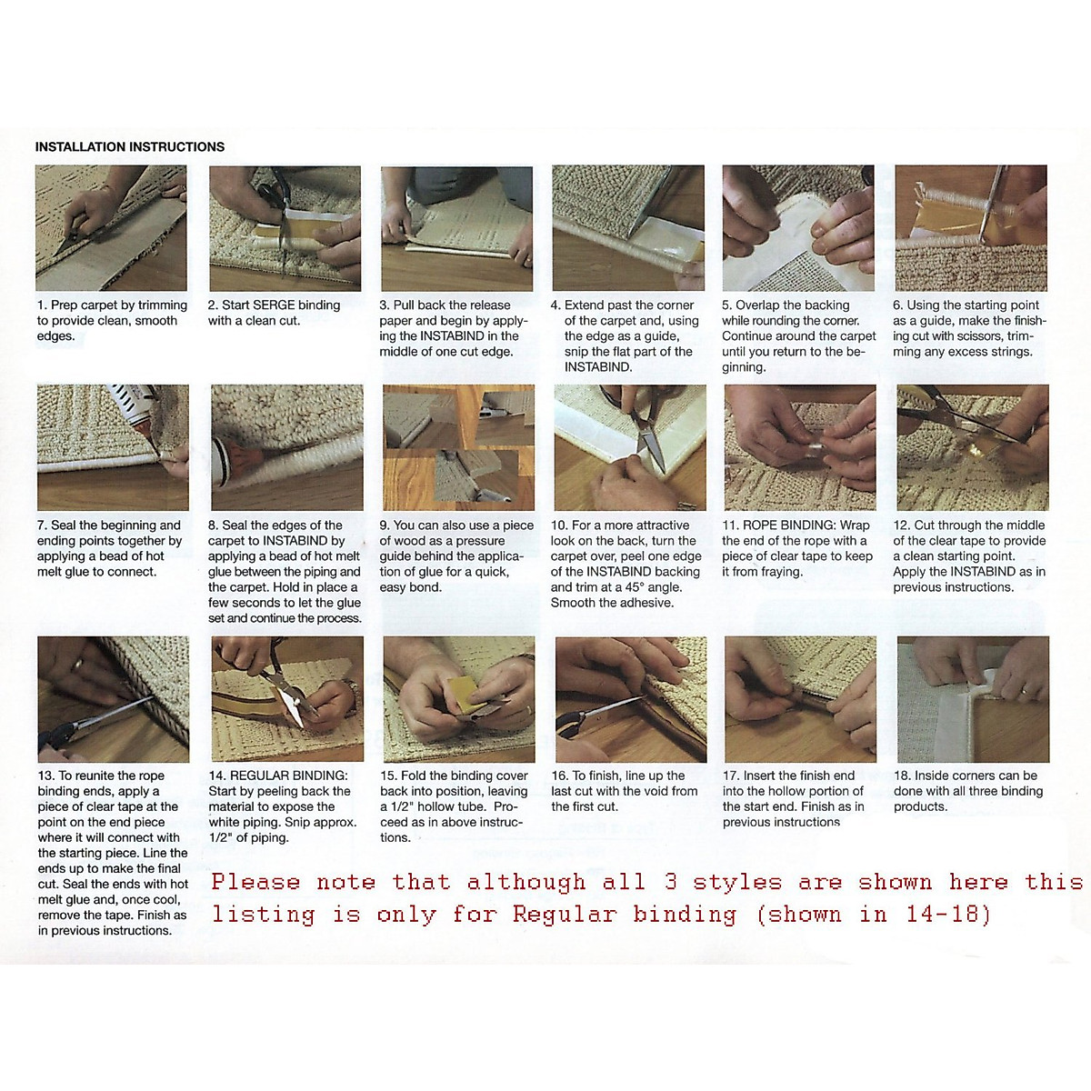 Do-it-yourself Carpet and Area Rug Binding (22 Colors Available) -Quantity 1 = 5 Foot Section, Grey