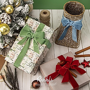 Ribbli 2 Rolls Red Velvet Ribbon,Christmas Ribbon for Gift Wrapping, Christmas Tree Decoration, Home Decor-Polyester Velvet 1 Inches Continuous10-Yard Per Roll,Total 20 Yard