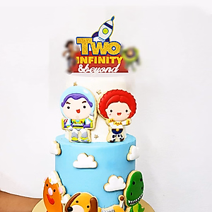 Two Infinity and Beyond Cake Topper Toy Cake Toppers 2nd Birthday for Boy Girl Two Infinity and Beyond Birthday Decorations Story Party Supplies