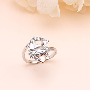 Yearace Axolotl Ring for Women 925 Sterling Silver Rose Gold Axolotl Ring Cute Animal Jewelry Gifts for Women Size 9