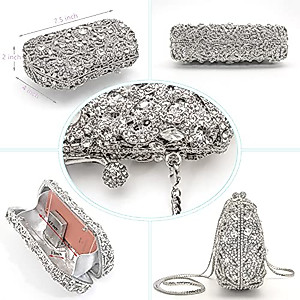 MOSSMON Formal Rhinestone Crystal Clutch Evening Wedding Bag For Women Silver