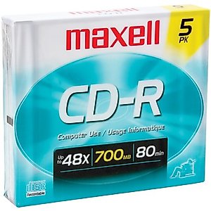 Maxell 623205/648205 623205/648205 80min 5Pk CDR Slim Jewel Case