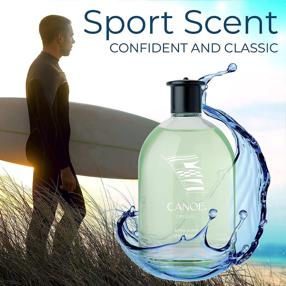 CANOE Aftershave Splash for Men by DANA (4 fl oz) Essence of an Adventurous Lifestyle, Classic Sport Scent
