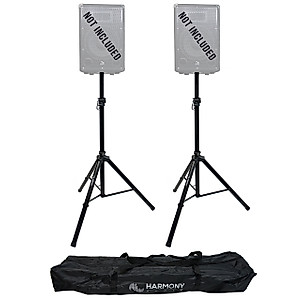 Harmony Audio HA-DSBG Pro Audio DJ (2) Portable Tripod Speaker Stand Pair & Transport Bag