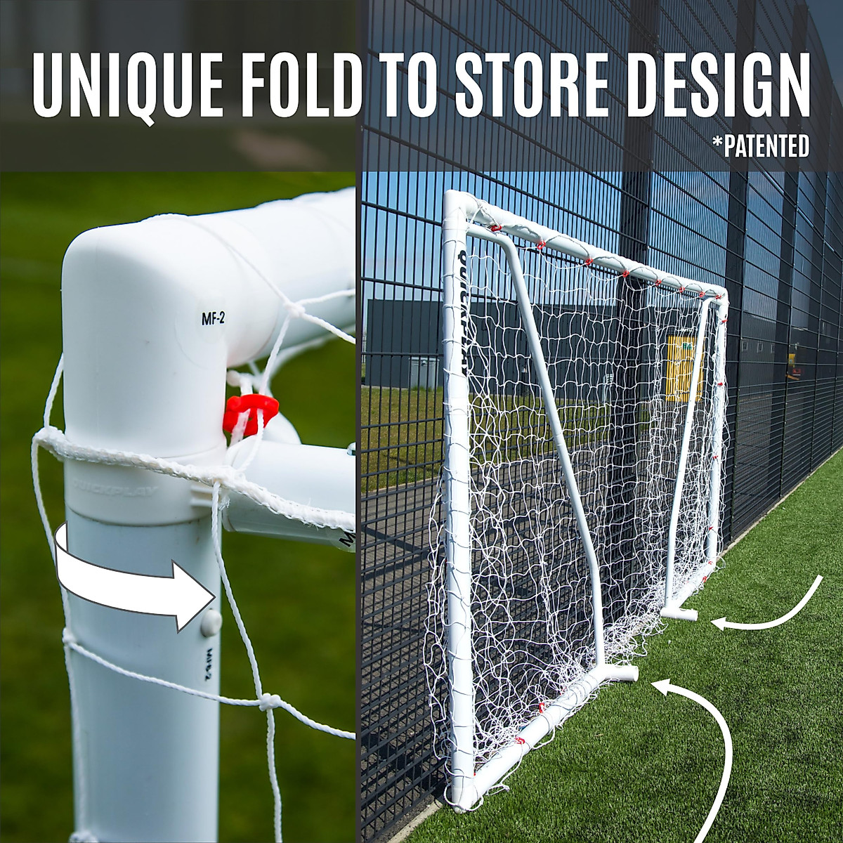 QuickPlay Q-Fold Match Soccer Goal – 30-Second Folding Design for Easy Setup | Portable Soccer Net Goal for Backyard | Weatherproof Soccer Goal Post for Adults & Kids – [Single Goal]