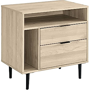 Walker Edison Modern Wood Nightstand Side Table Bedroom Storage Drawer and Shelf Bedside End Table, 25 Inch, Birch
