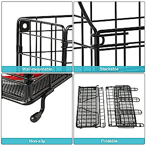 Countertop & Wall Mounted Coffee Condiment Organizer with 2 Removable Dividers, Metal Cup Dispenser Coffee Station Organizer, Stackable Coffee Bar Organizer for Breakroom Office Kitchen