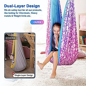 Levligle Sensory Swing for Kids Indoor - Outdoor Double-Layer Hammock Swing Special Needs Sensory Joy Therapy Cuddle Chair with 360° Swivel Hanger Kit Adjustable Swing for Aspergers Autism ADHD Adults