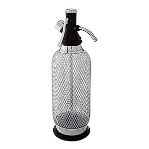 iSi Classic Steel Mesh SodaMaker Bottle (1 Quart) with CO2 Soda Siphon Chargers (10-Pack) Bundle - For making sparkling water beverages
