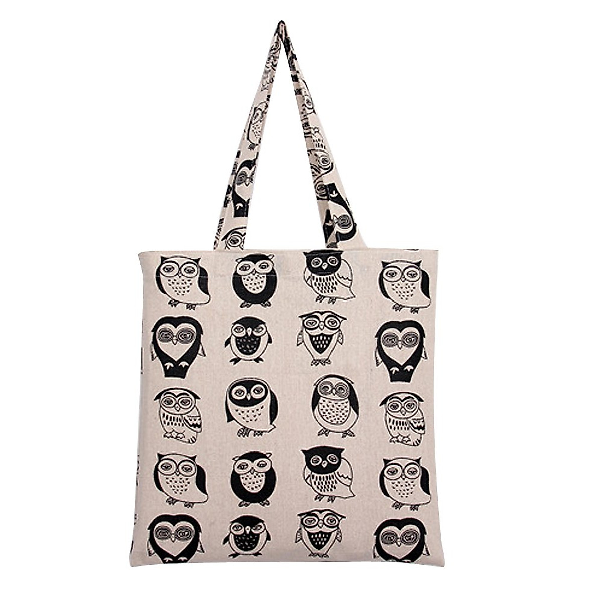 Chezi Women's Tribal Owl Print Cotton Reusable Foldable Canvas Tote Shopping Bag (zip)