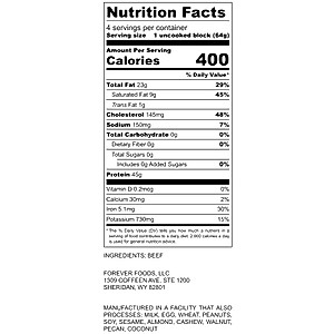 FOREVER FOODS Uncooked Freeze-Dried Ground Beef | Family Pack | Equivalent to 2 lbs.