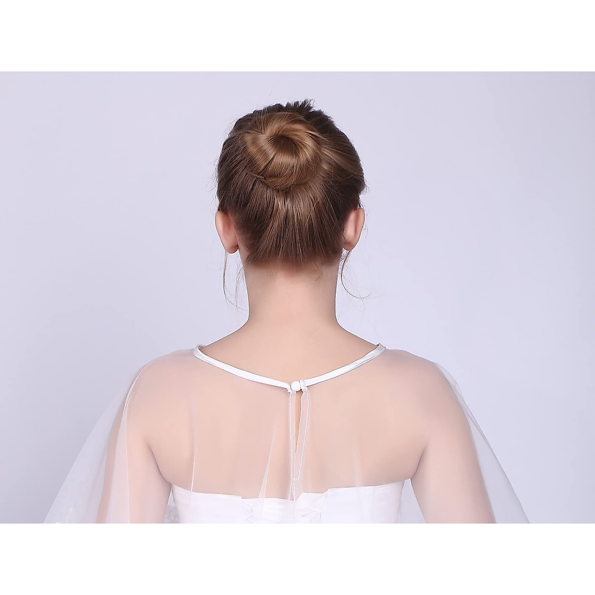 Grettytling Lace Wrap Shawl with Embroidered Lace Tulle Wedding dress cover up