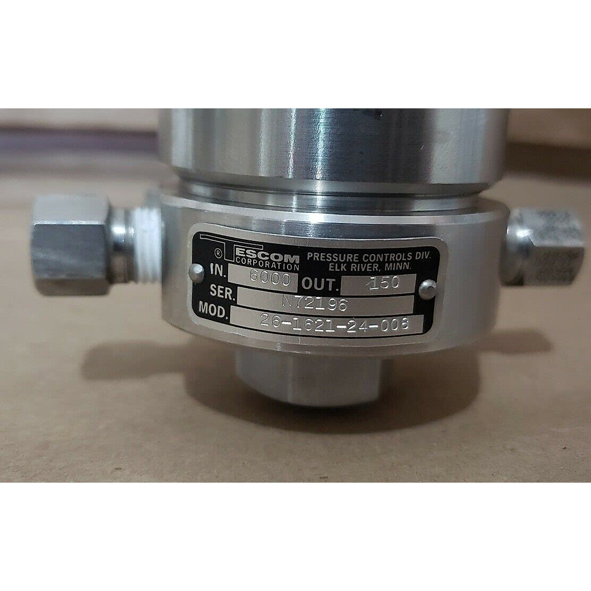 Tescom 26-1600 Series SS Venting Pressure Regulator in 6000 PSIG Out 0-150 PSIG