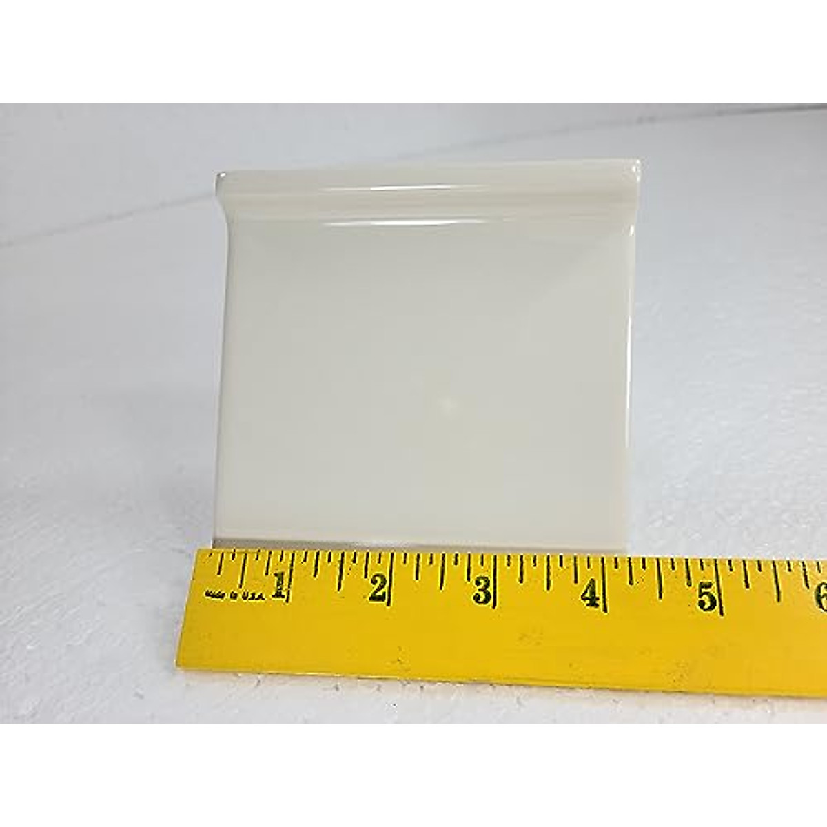 Beige Bone Almond Ceramic Tile Backsplash Cove Base 4.25 in Subway Square Wall Baseboard Floor Transition Trim Rounded Curved Edge 5 Piece Box