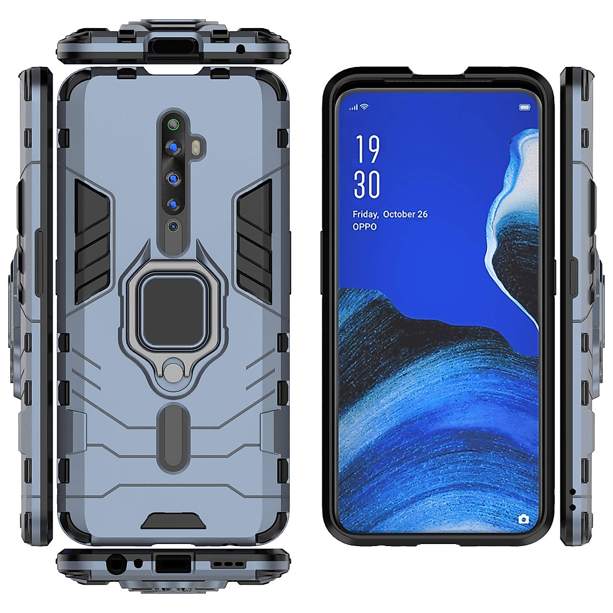 J&H Phone Case for Oppo Reno2 F,Ring Holder Case for Oppo Reno2 F, Finger Loop Case with 360 Degree Rotatory Ring Stand for Oppo Reno2 F